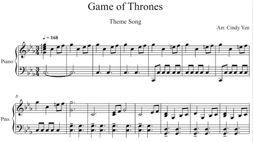 Juego de Tronos (Game of Thrones) | Partitura para Piano en PDF