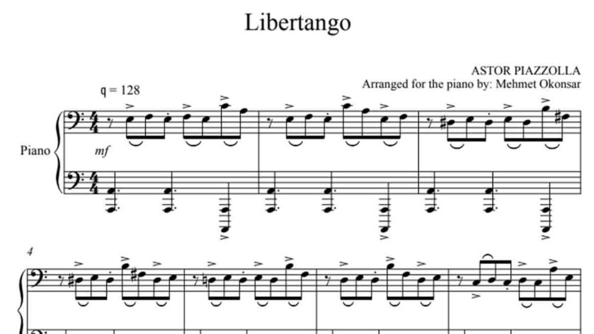Libertango (Astor Piazzolla) | Partitura para Piano en PDF